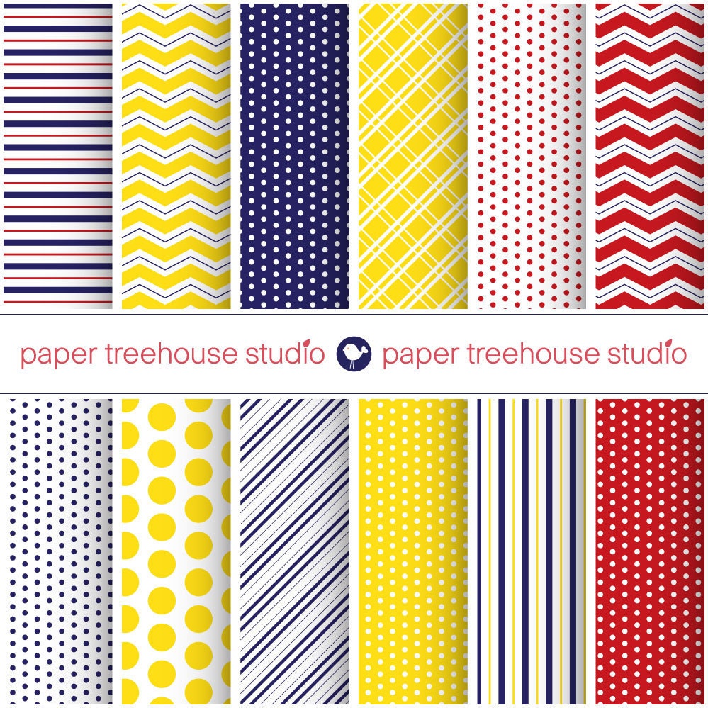 Nautical Digital Paper Set. Yellow Nautical Digital Paper. Navy Digital ...