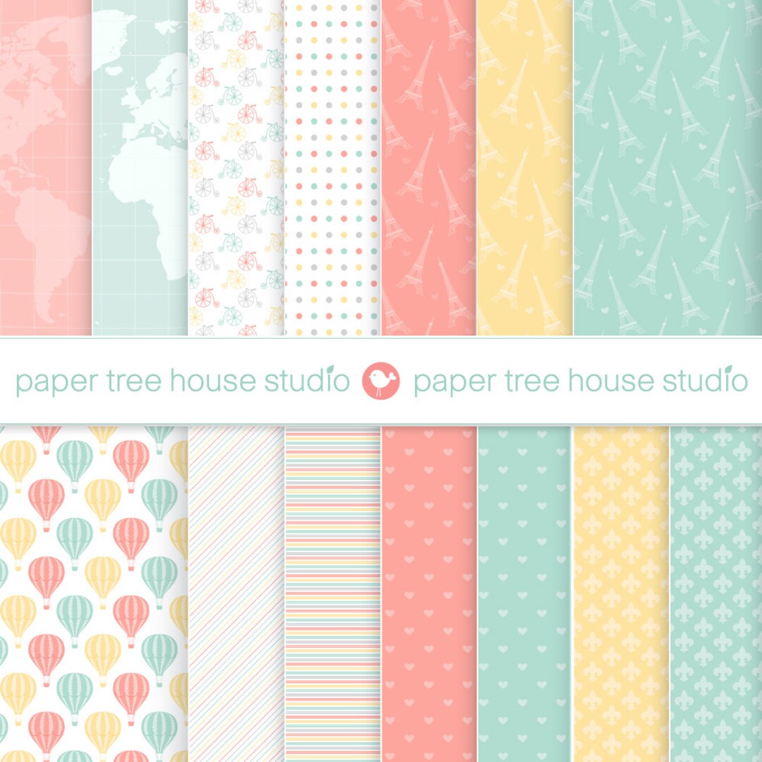 Vacation Digital Paper. Paris Digital Paper. Eiffel Tower Clipart ...