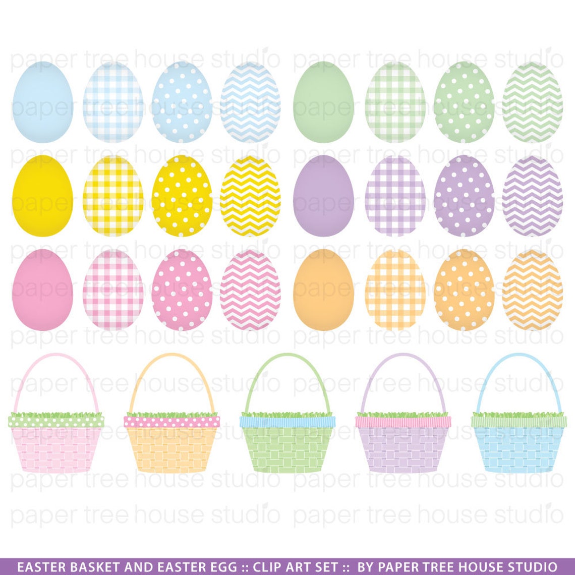 Easter Clip Art. Easter Basket Clip Art. Easter Egg Clipart. - Etsy