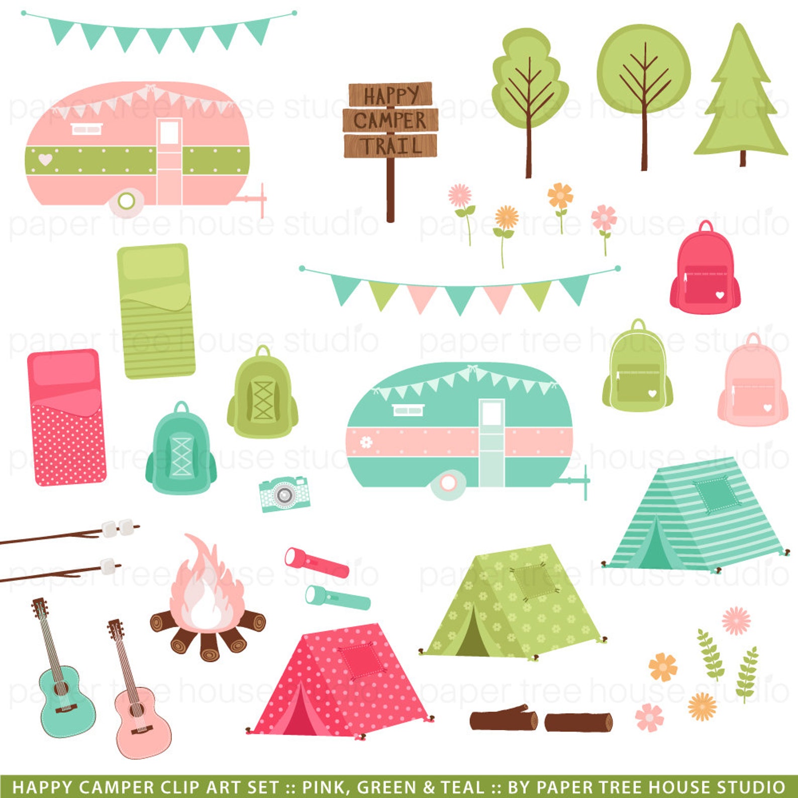 Camping Clip Art. Camper Clipart. Glamping Clip Art. Sleepover | Etsy ...