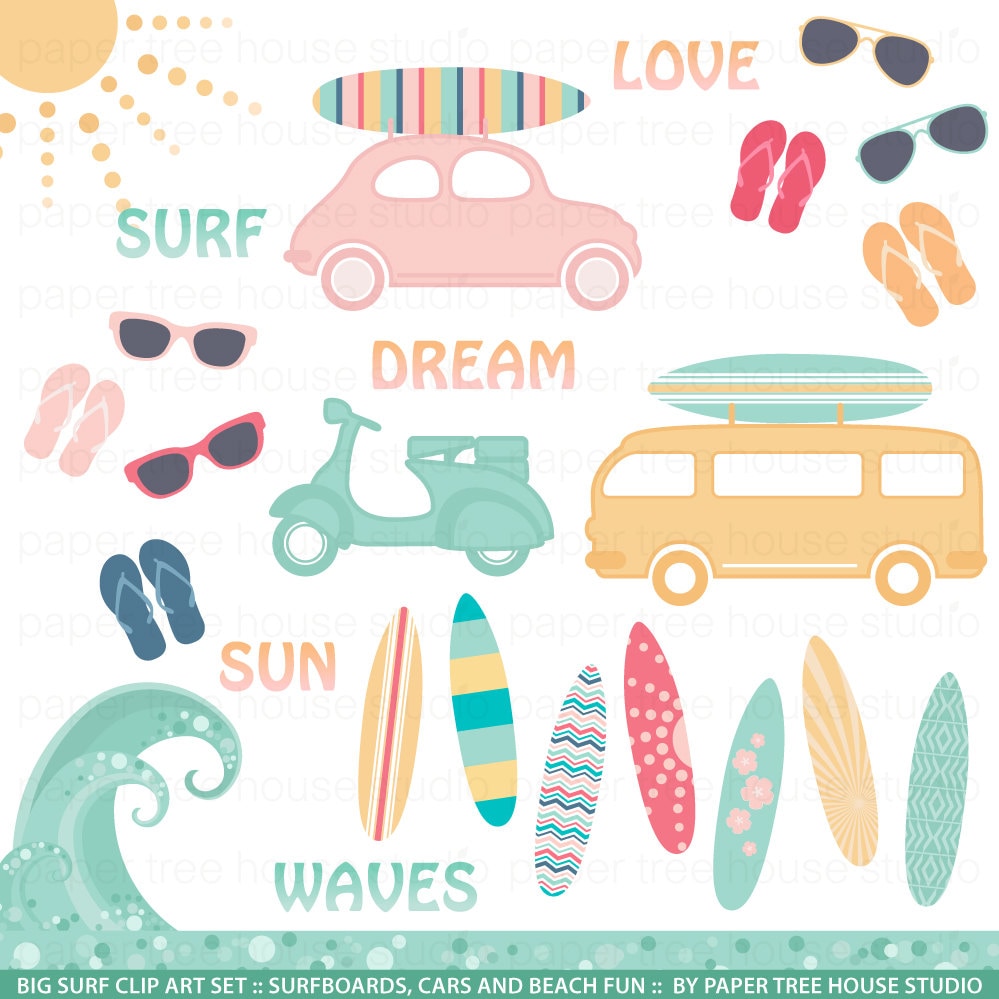 Surf Clipart. Beach Clip Art. Vacation Clipart. Summer - Etsy Hong Kong