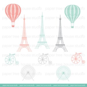Paris Clip Art and Paper Bundle. Digital Download. Travel Clip Art ...
