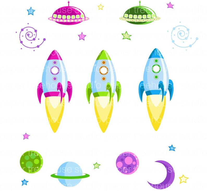Rocketship Clip Art. Outer Space Clip Art. Outer Space Clipart. Rocket ...