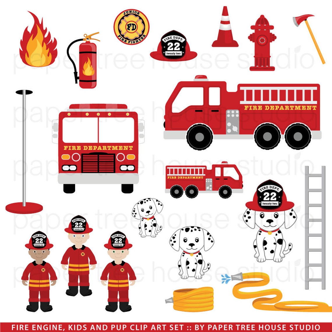 Fire Truck Clip Art. Firefighters. Fire Station Clip Art. Fire Engine ...