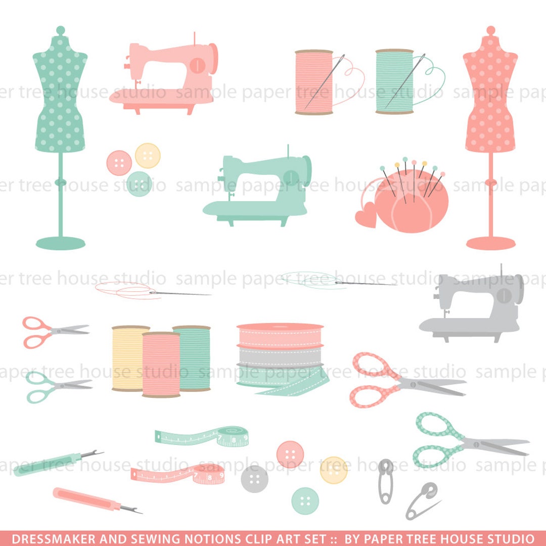 Sewing Clip Art. Fashion Clip Art. Seamstress Clipart. Dressmaker Clip ...