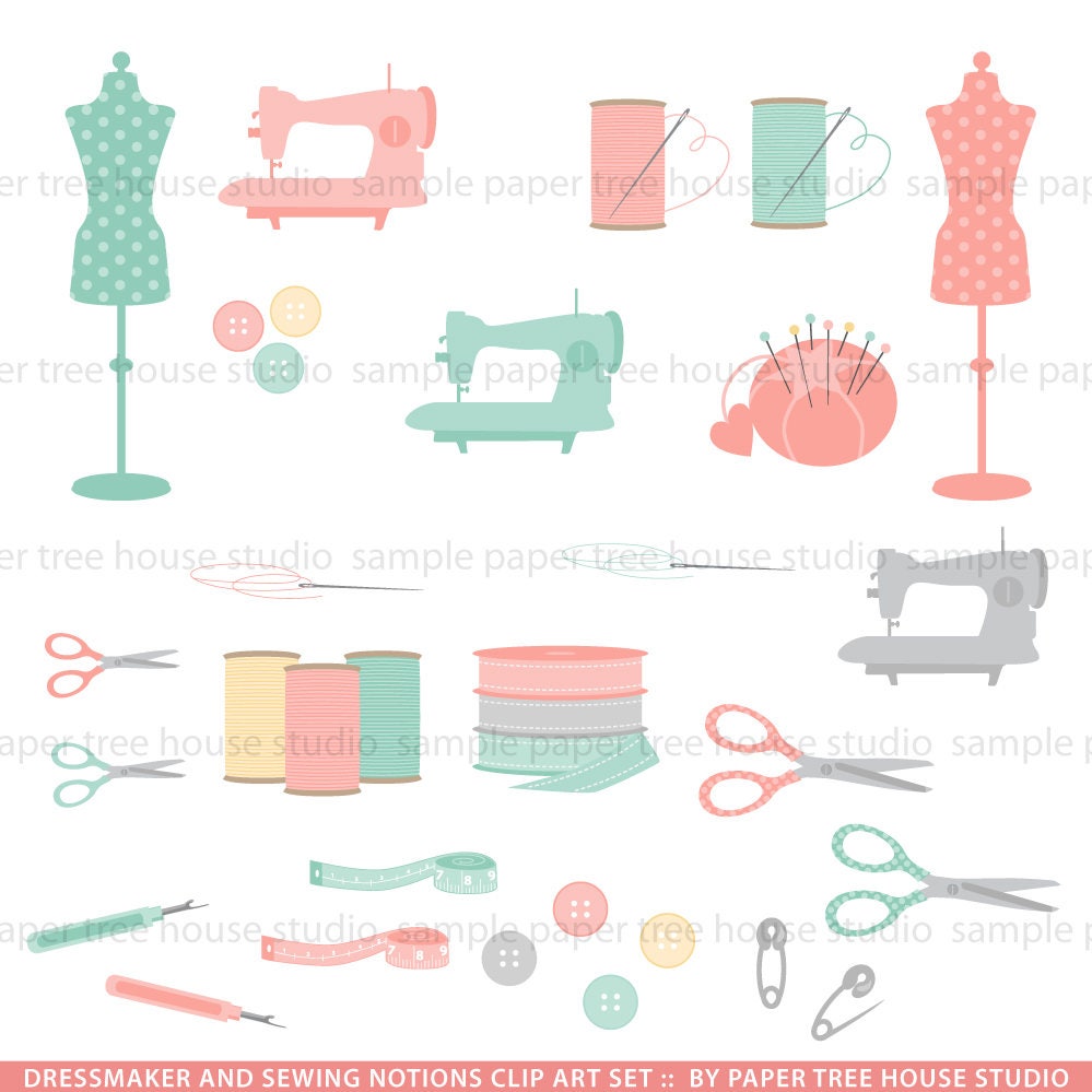 Sewing Clip Art. Fashion Clip Art. Seamstress Clipart. - Etsy