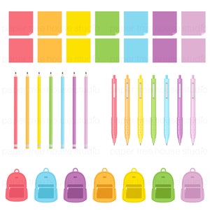 School Supplies Back to School Clip Art Set. Clip Art. Notebook ...