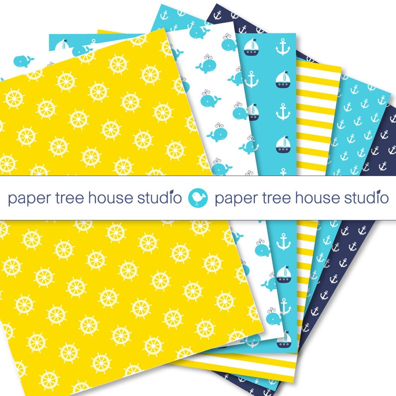 Nautical Digital Paper. Sailboat Digital Paper. Sailboat Clipart ...