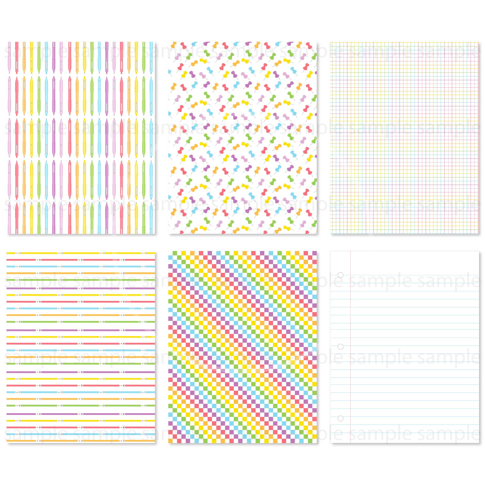 Back to School Digital Paper Set. School Supplies Digital | Etsy