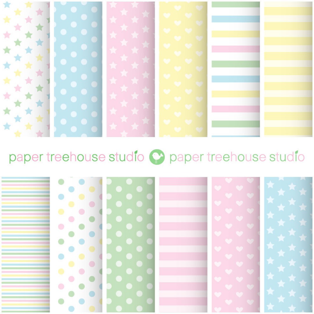 Pastel Digital Paper. Heart Digital Paper. Star Digital Paper. Baby ...