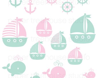 Nautical Clipart Clip Art Anchor Clipart Whale Clipart - Etsy
