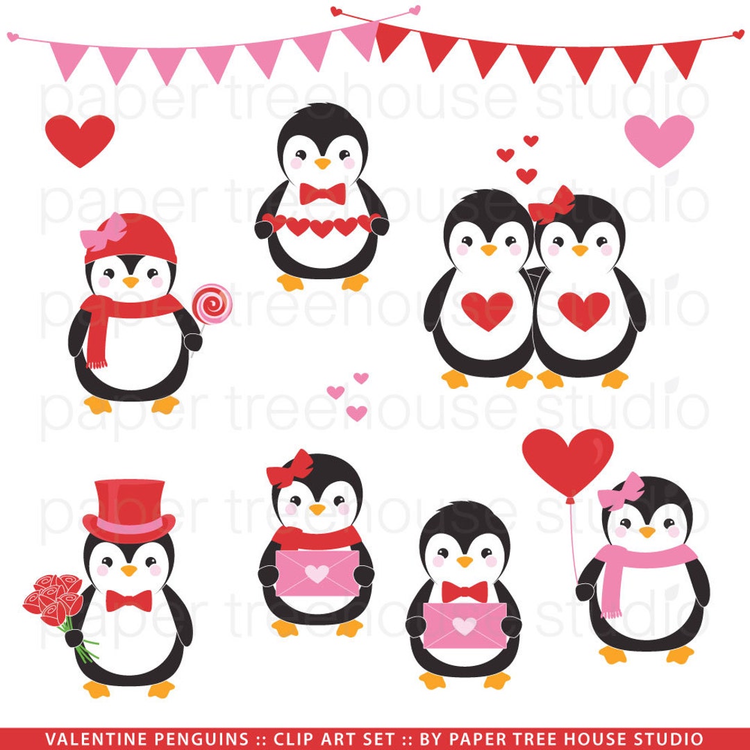 Valentine Clip Art. Penguins Clip Art. Heart Clip Art. Flower Clipart ...