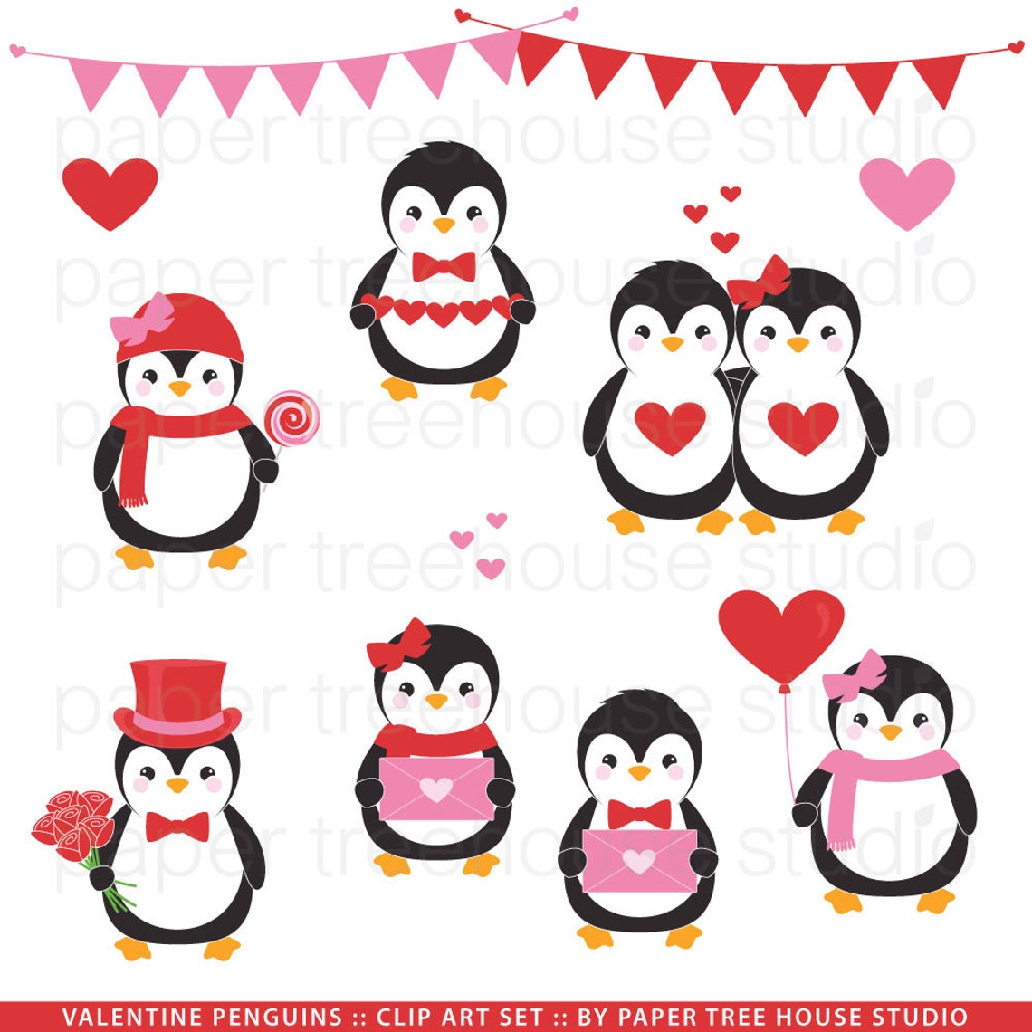 Valentine Clip Art. Penguins Clip Art. Heart Clip Art. Flower Clipart ...