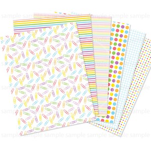 Back to School Digital Paper Set. School Supplies Digital Paper ...
