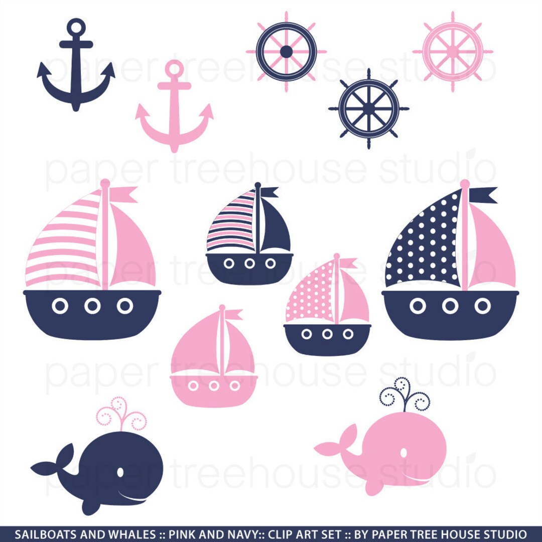 Sailboat Clip Art. Sailboat Clipart. Whale Clipart. Pink Sailboat ...