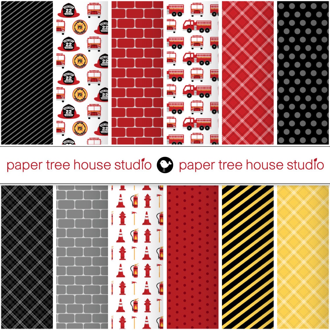 Fire Station Digital Papers. Fire Fighter Clipart. Fire Truck Digital ...