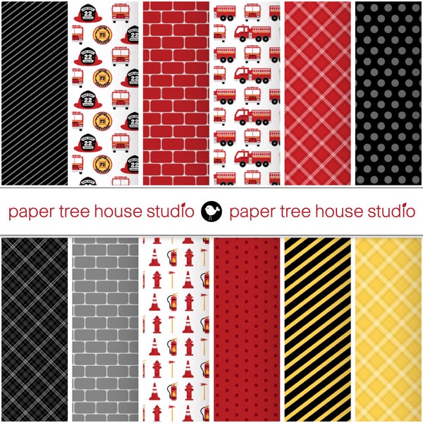 Fire Truck Scrapbook Paper - Etsy