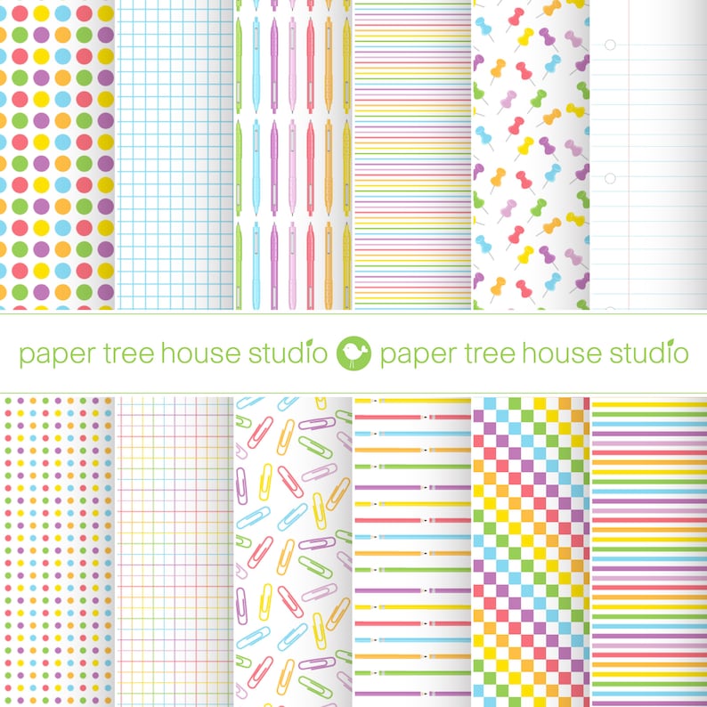 Back to School Digital Paper Set. School Supplies Digital | Etsy