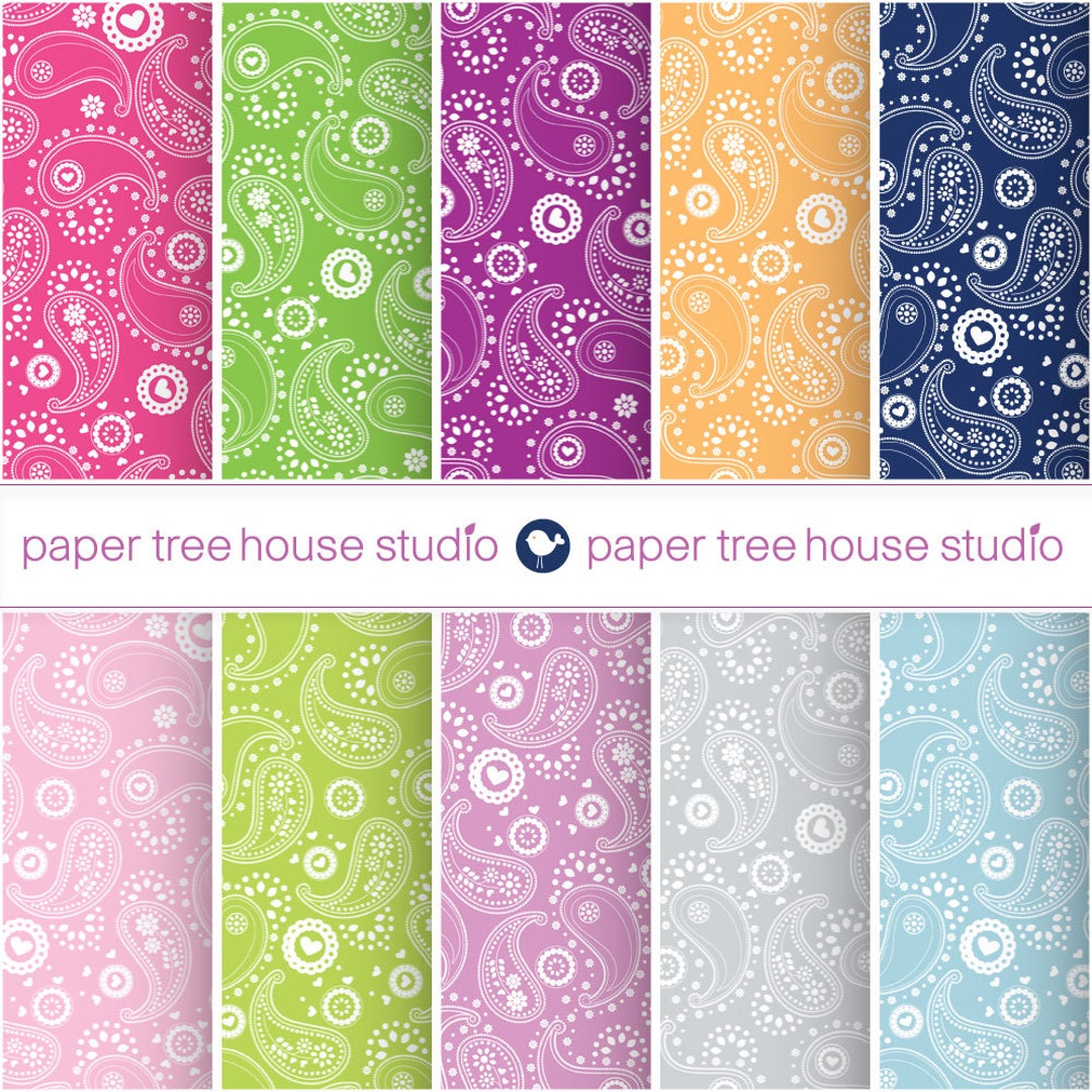 Paisley Digital Paper. Multicolor Digital Paper. Pink Paisley Paper ...