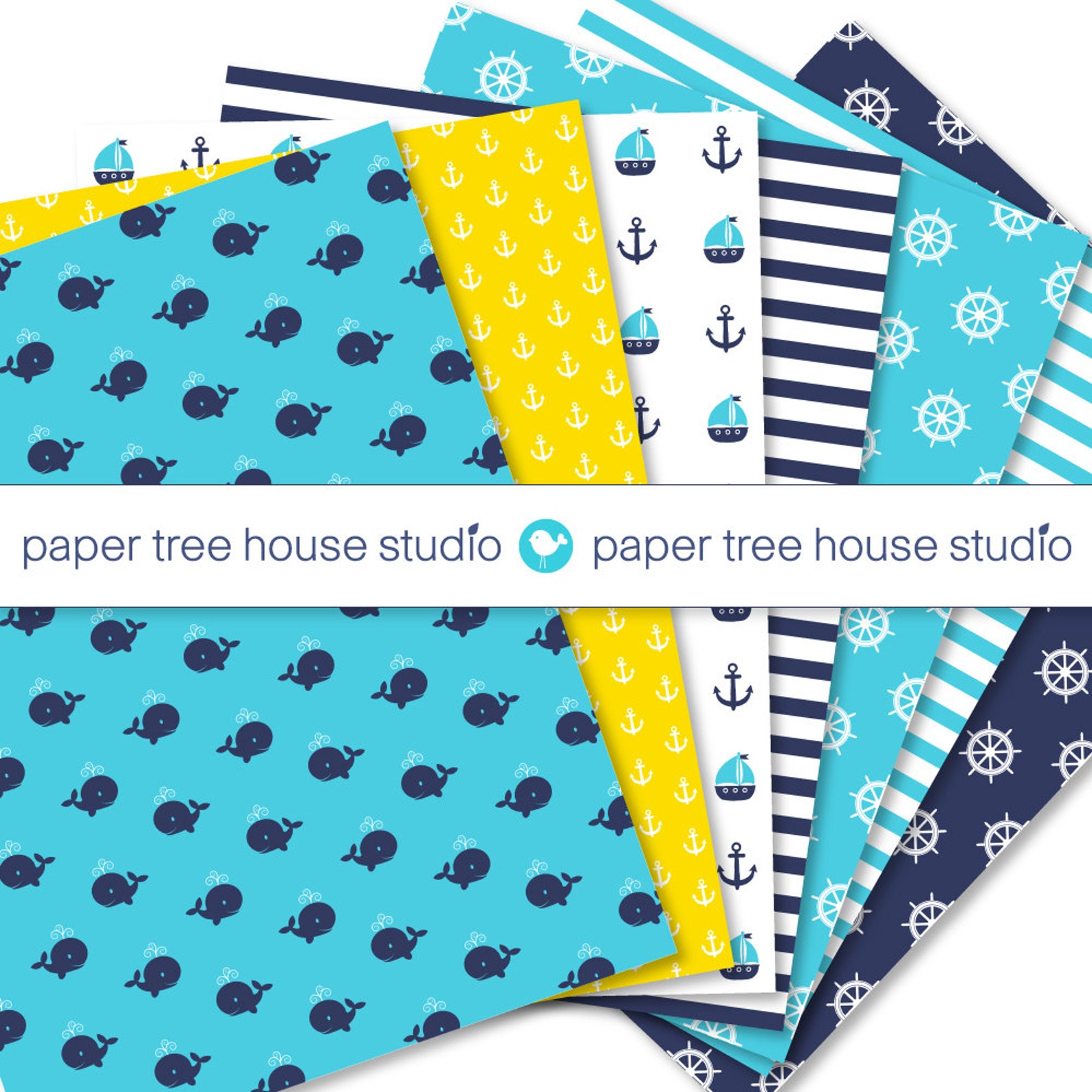 Nautical Digital Paper. Sailboat Digital Paper. Sailboat Clipart ...