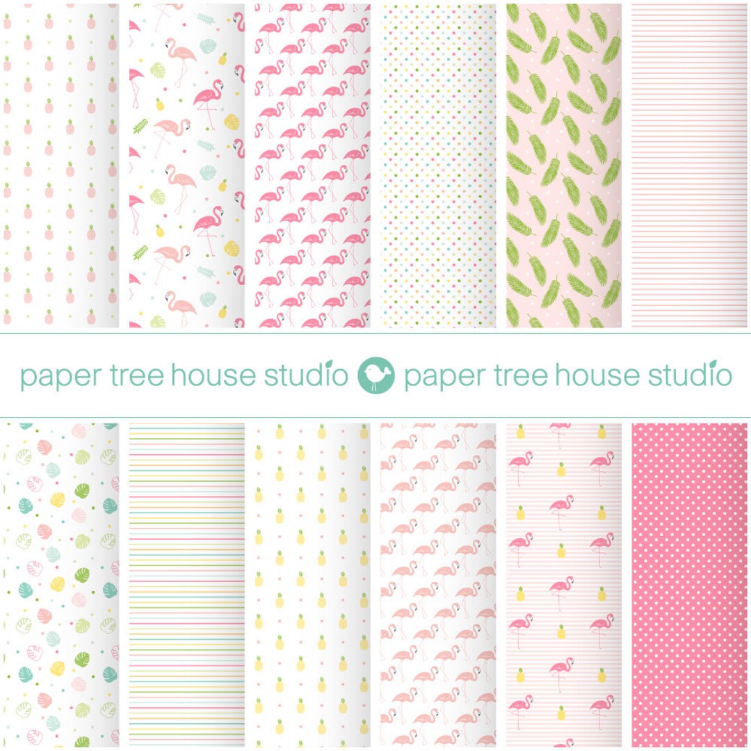Flamingo Digital Paper. Pink Flamingo Print. Pineapple Paper. Flamingo ...