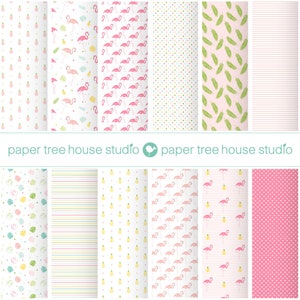 Flamingo Digital Paper. Pink Flamingo Print. Pineapple Paper. Flamingo ...