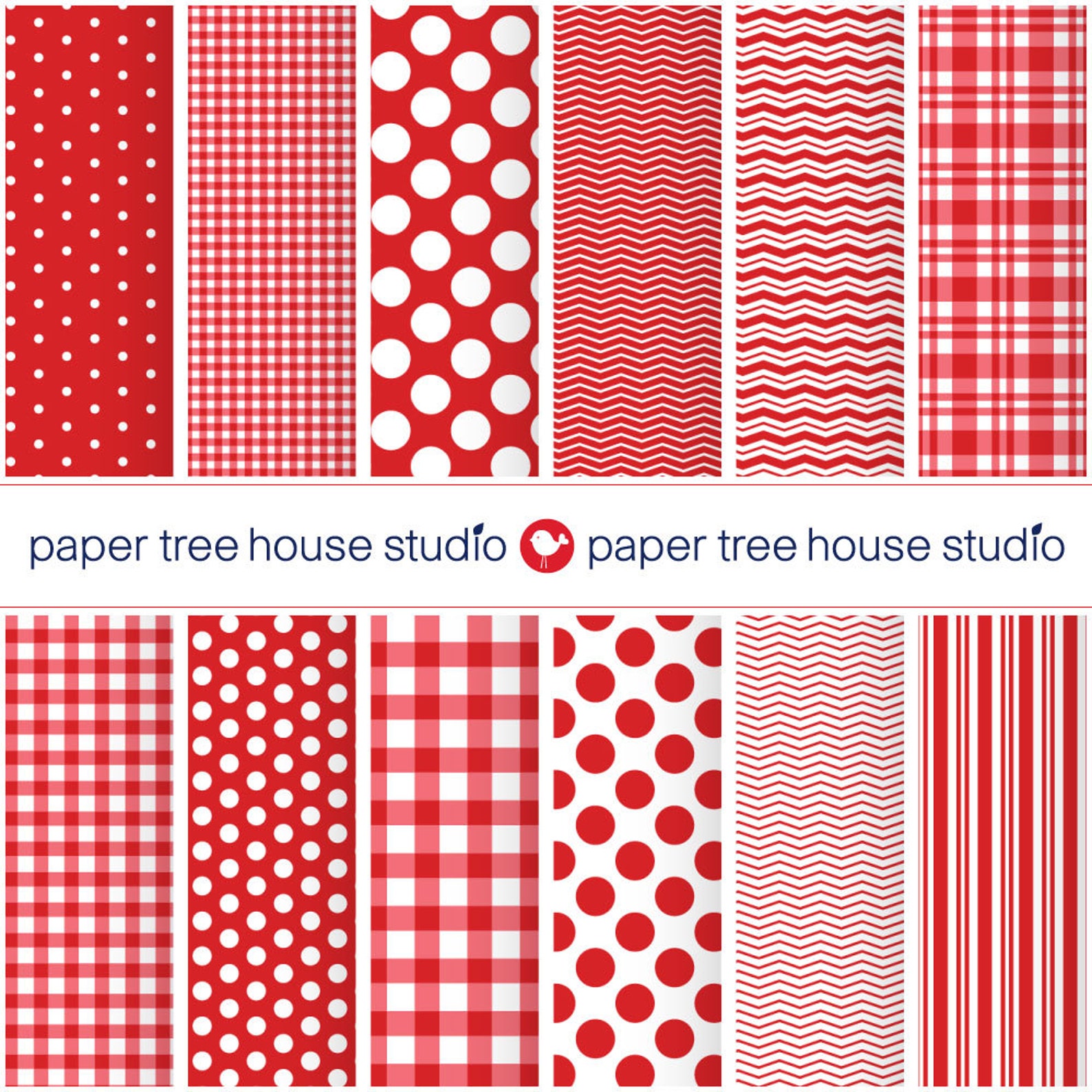 Red Digital Paper. Red Polka Dot Paper. Red Gingham Digital Paper. Red ...