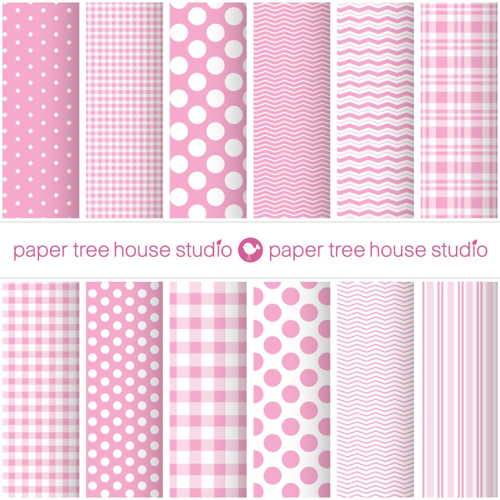 Pink Digital Paper. Pink Polka Dots Paper. Pink Plaid Digital Paper ...