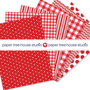Red Digital Paper. Red Polka Dot Paper. Red Gingham Digital Paper. Red ...