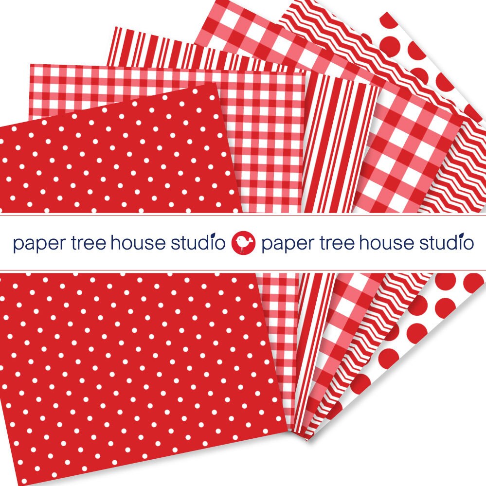 Red Digital Paper. Red Polka Dot Paper. Red Gingham Digital Paper. Red ...