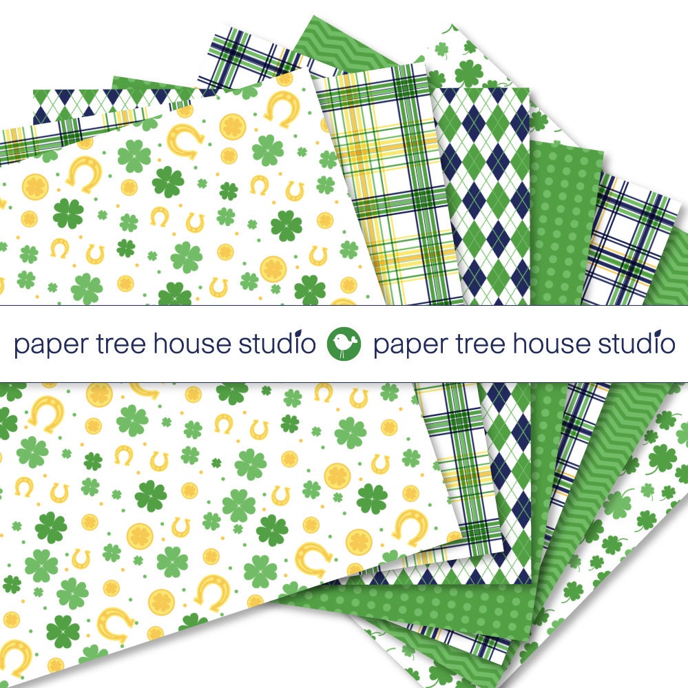 Saint Patrick's Day Digital Paper. Plaid Paper. Leprechaun Clipart ...
