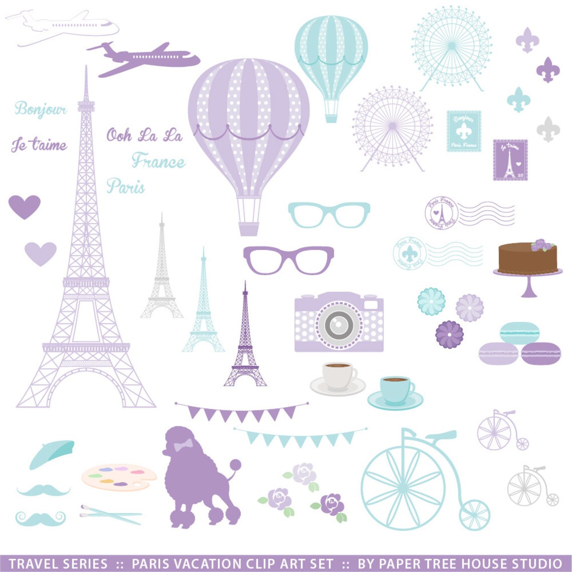 Travel Clip Art. Vacation Clipart. Paris Vacation Clip Art. Eiffel ...