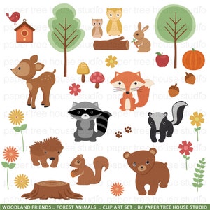 Woodland Clip Art. Forest Clipart. Fox Clip Art. Raccoon Clip Art. Bear ...