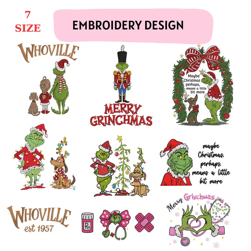 Grinch Embroidery Design - Etsy