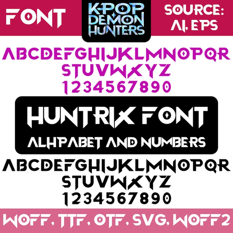 K-pop Demon Hunters Font | Huntrix Font Typeface | Kpop Font Bundle ...