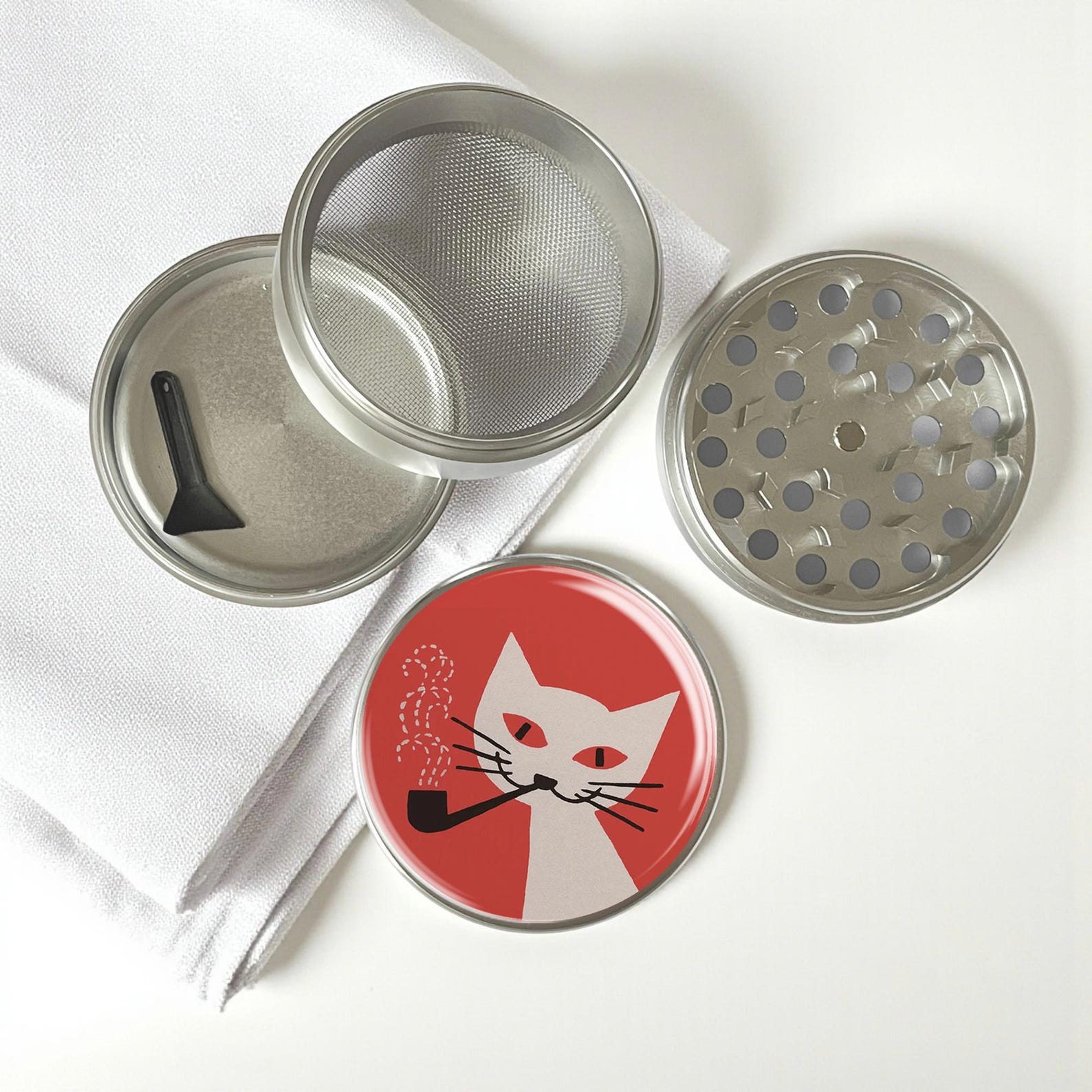 Vintage Cat Grinder: Metal Dry Herb Spice Grinder With Scraper - Etsy