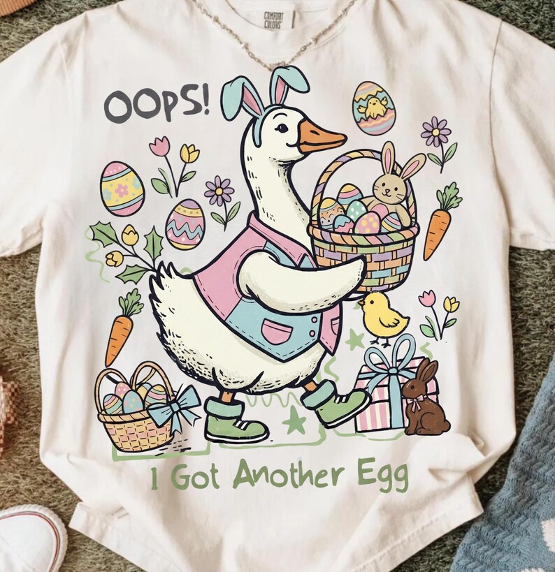 Easter Goose PNG, Cute Bunny Goose Clipart, Funny Egg Goose Sublimation ...