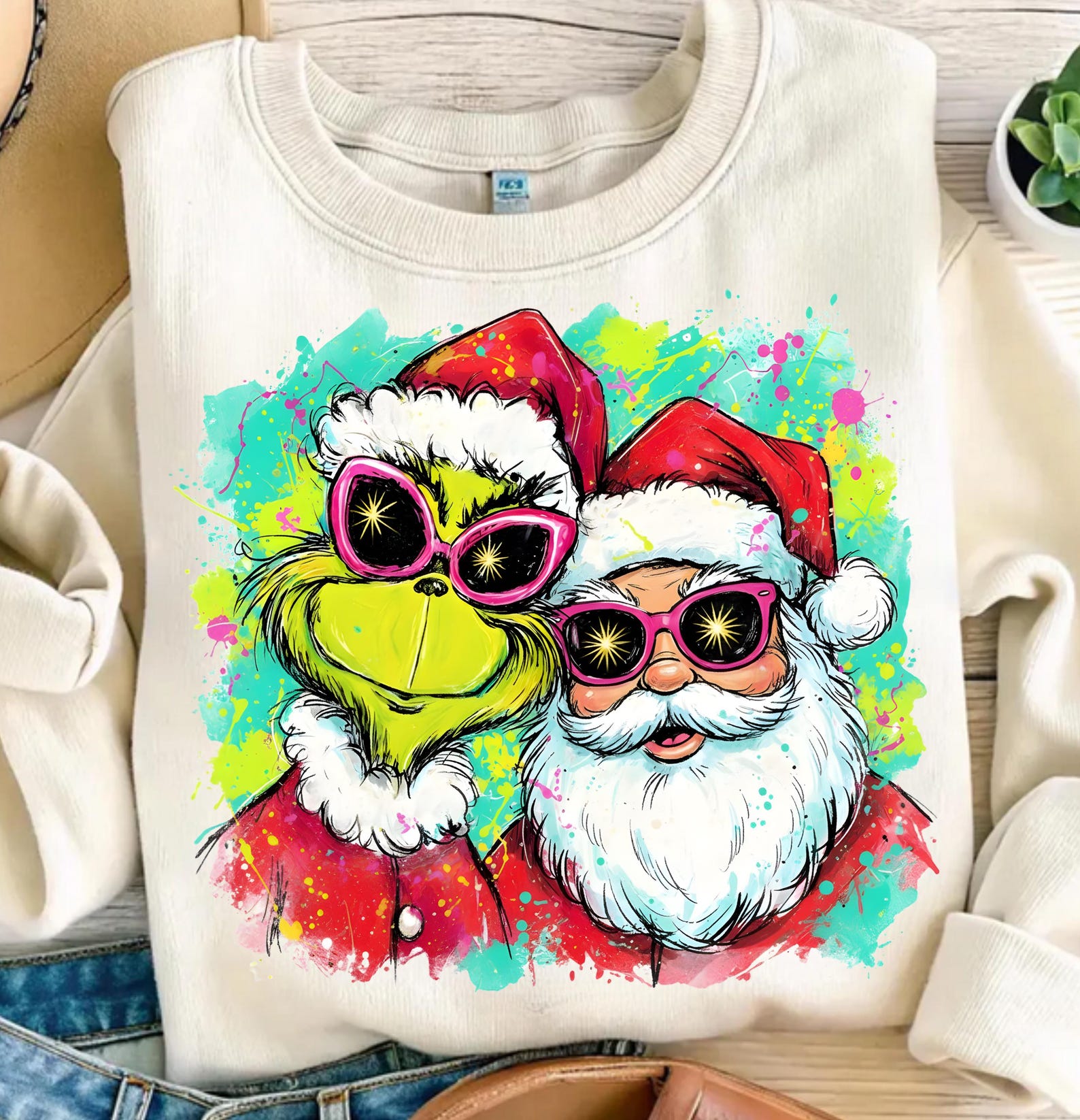 Retro Grinch Santa Christmas PNG Bundle, Retro Christmas Sublimation ...