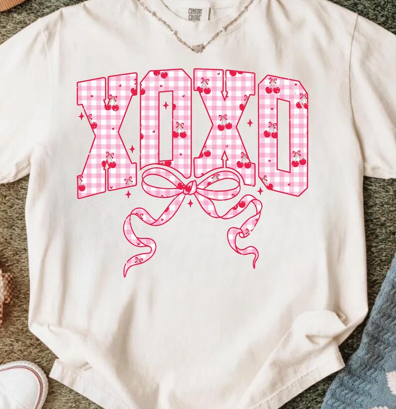Preppy XOXO Valentine PNG, Pink Red Heart Coquette Design, Valentines ...