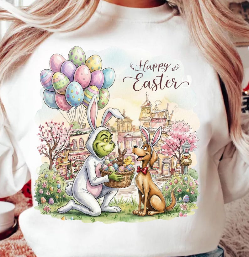 Retro Grinch Easter Png, Cartoon Movie Easter Png, Funny Easter Png ...
