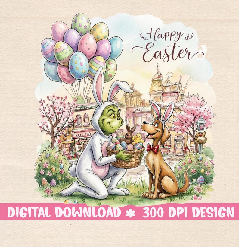 Retro Grinch Easter Png, Cartoon Movie Easter Png, Funny Easter Png ...