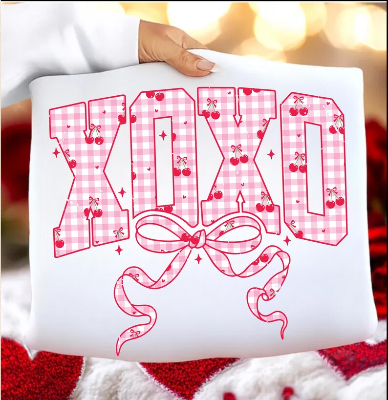 Preppy XOXO Valentine PNG, Pink Red Heart Coquette Design, Valentines ...