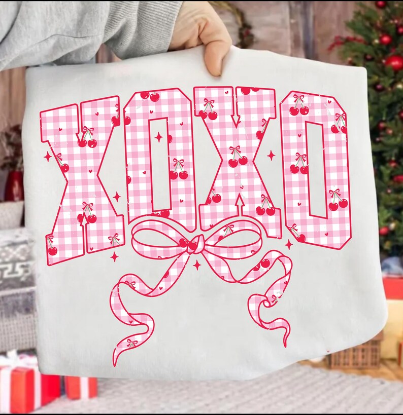 Preppy XOXO Valentine PNG, Pink Red Heart Coquette Design, Valentines ...
