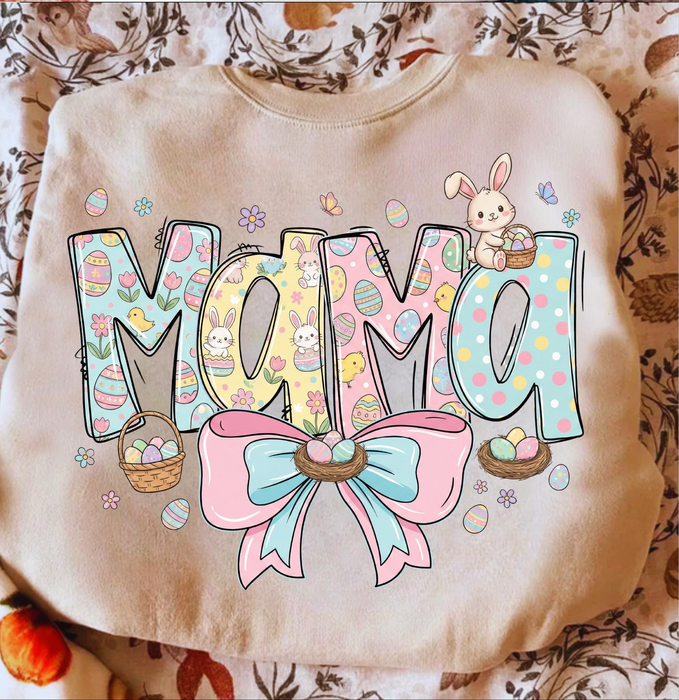 Preppy Easter Mama PNG, Preppy Easter Bunny PNG, Retro Easter Mama ...