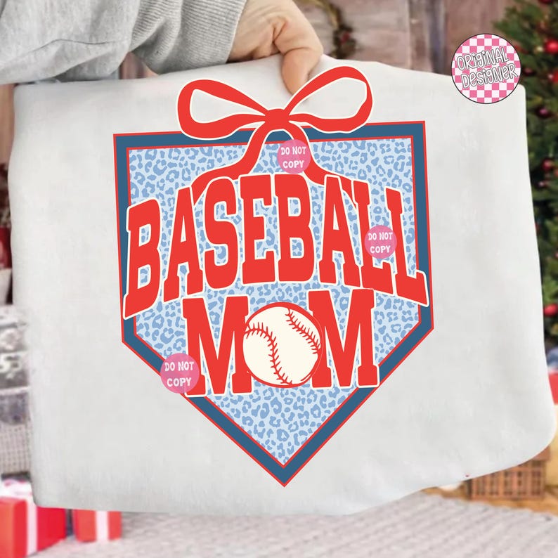 Coquette Baseball Mom PNG, Red Bow Home Plate Leopard Print Design ...