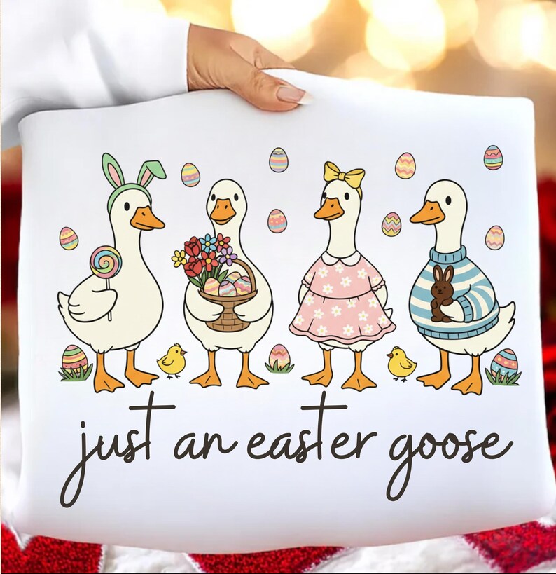 Easter Goose PNG, Cute Bunny Goose Clipart, Funny Egg Goose Sublimation ...