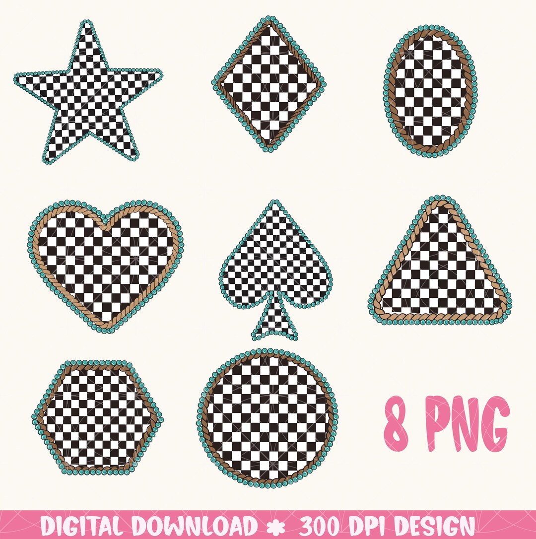 Turquoise Checkered Western Frames, PNG Bundle (digital Download) - Etsy