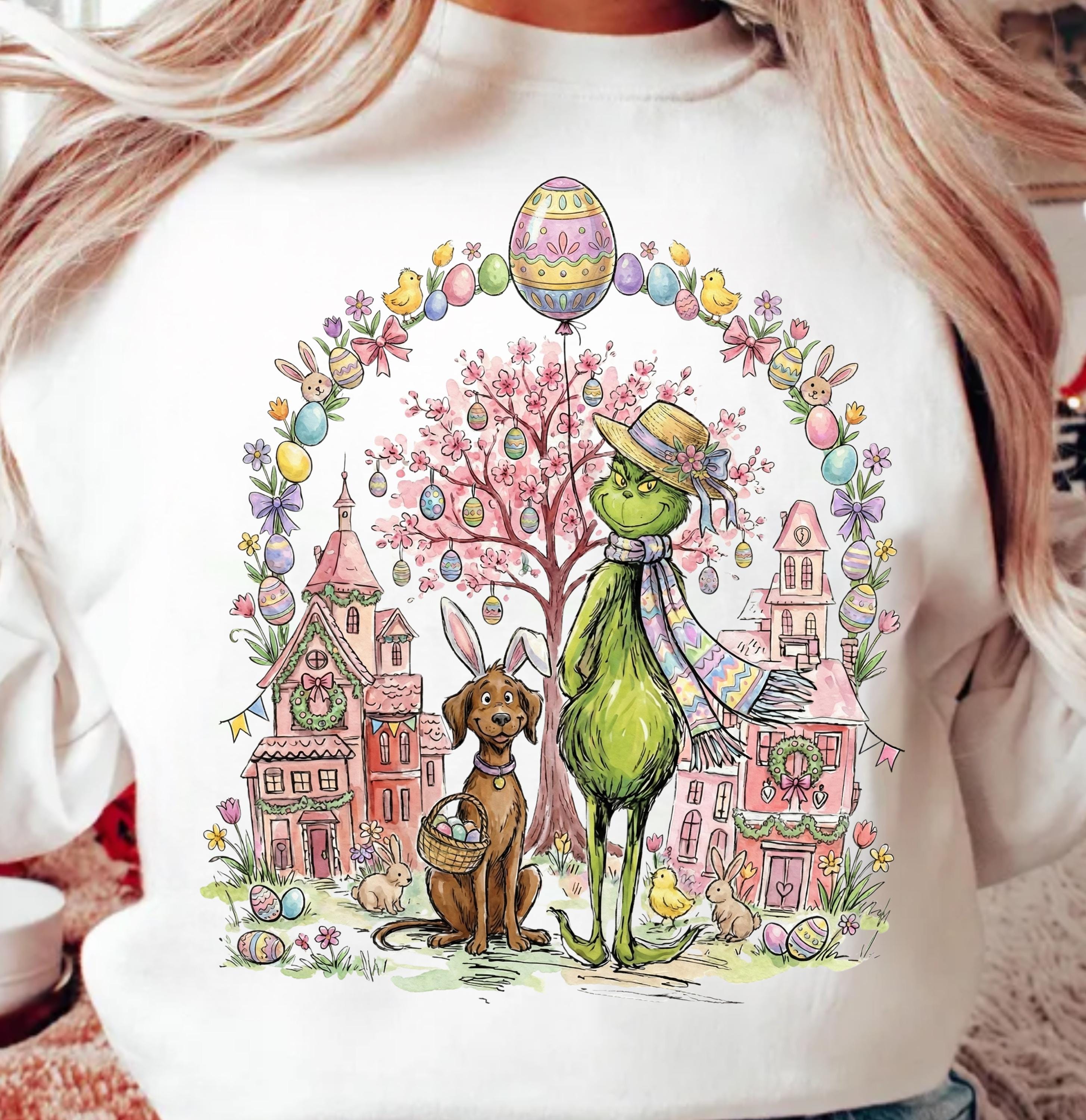 Retro Grinch Easter Png, Cartoon Movie Easter Png, Funny Easter Png ...