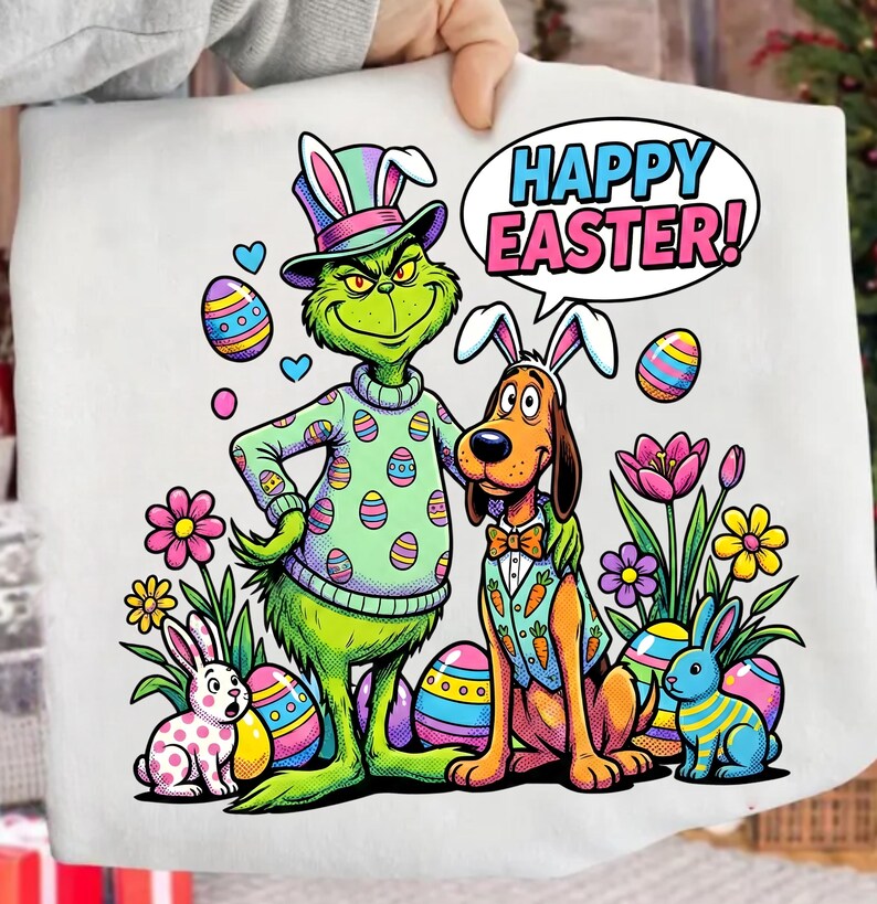 Grinch Easter Png, Pop Art Easter Png, Happy Easter Png, Cartoon Easter ...