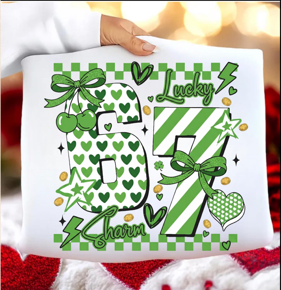 Retro St Patrick's Lucky 67 Six Seven PNG, Preppy St. Patty's Number ...